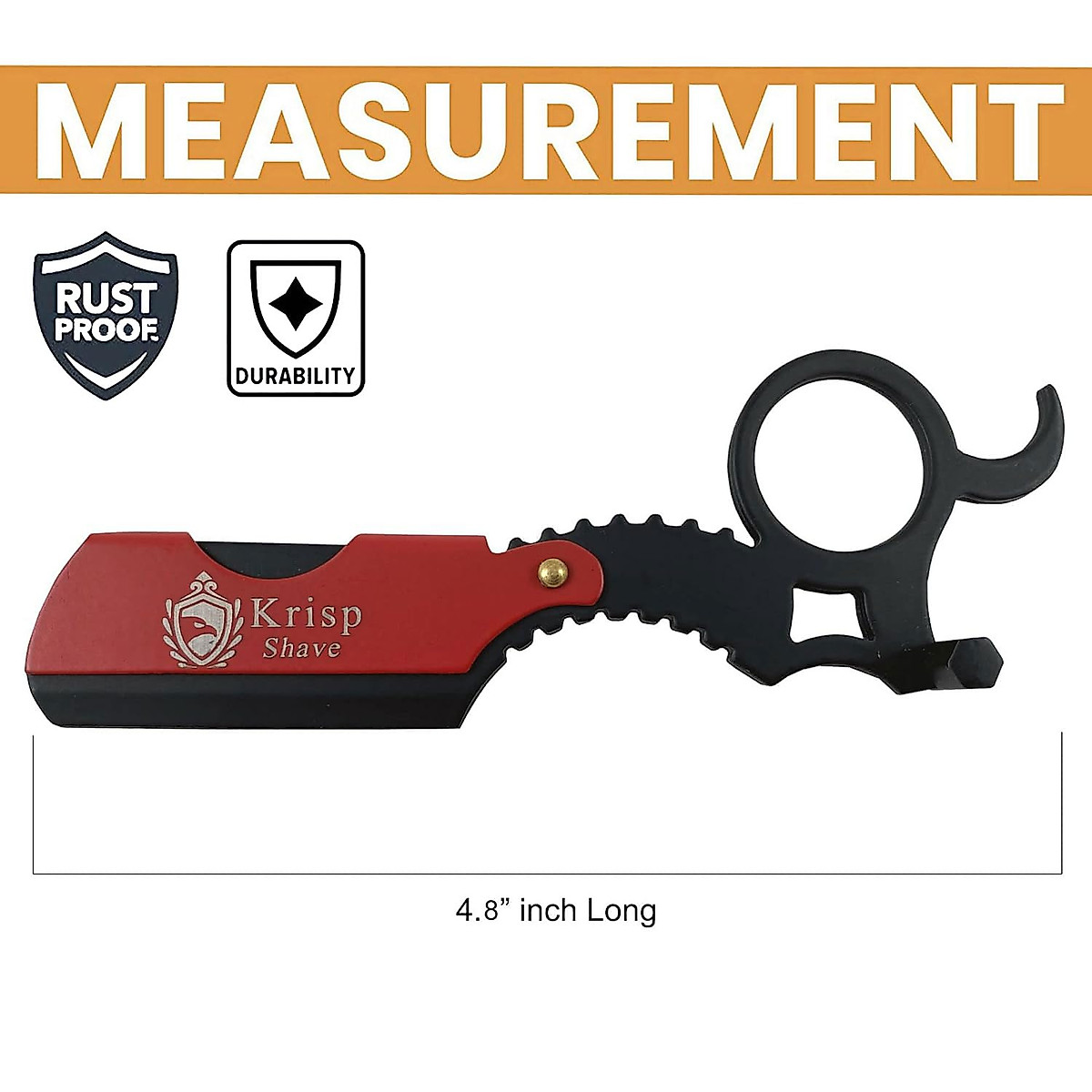 Professional Straight Razors For Men, Barber Razors Straight Edge Razor Kit For Close Shaving - Beard Cut Throat Finger Razor Safety Shavette With 10 Shaving Blades By Krisp Beauty (Black/Red)