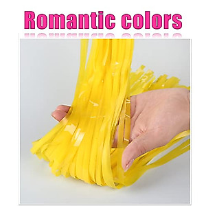 Vanujoy 3pcs Macaron Yellow Tinsel Foil Fringe Backdrop Curtains Party Decoration - Party Door Wall Streamer Photo Backdrop for Birthday Wedding Engagement Bridal Shower Decoration