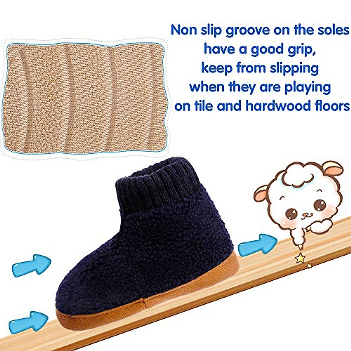 shoeslocker Boy Slippers Comfortable House Slippers Little Kids Big Kids Boys House Slipper Booties Dark Blue Size 2