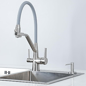 Gappo Upgraded Soap Dispenser for Kitchen Sink Brushed Nickel, Stainless Steel Countertop Pump, Built in Sink Soap Dispenser with 47" Extension Tube kit