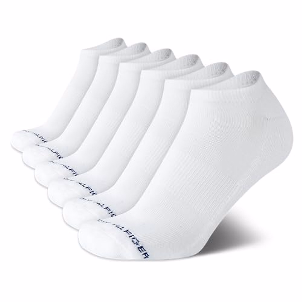 Tommy Hilfiger Men's Athletic Socks - Cushion No Show Ankle Socks (6 Pack), Size Shoe Size 7-12, Pure White