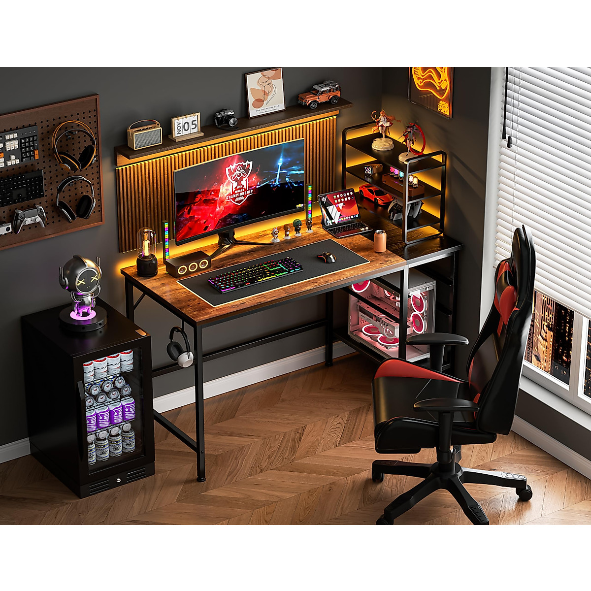 HOMIDEC Office Desk, Computer Desk with Drawers 47" Study Writing Desks for Home with Storage Shelves, Desks & Workstations for Home Office Bedroom