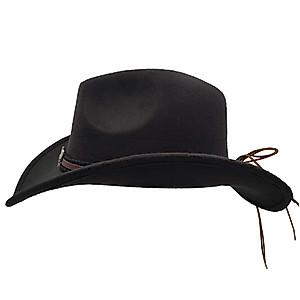 IFSUN Men & Women's Fur Felt Cowboy Hat Wide Brim Western Outback Black