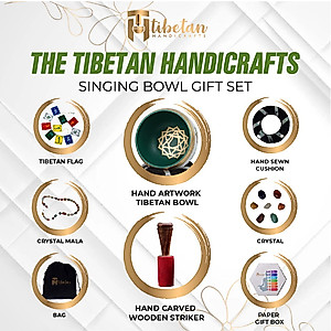 Tibetan Singing Bowl Set - Easy To Play Authentic Handmade For Meditation Sound 7 Chakra Healing by Tibetan Handicrafts