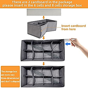 najiaxiaowu 8 Packs Underwear Drawer Organizer,Underwear and Bras Drawer Organizers for Clothing with 90 Cells Fabric Foldable Grids Dividers Box for Socks,Underwear, Bras and Ties