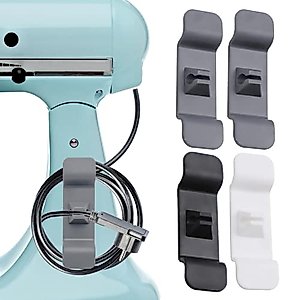 4 Pack Stick On Cord Organizer for Kitchen Appliances - Multi Use Small Appliance Cord Winder - Tidy Cord Keeper Wrap Attachment - 3M Adhesive Power Cord Holder, Electric Cord Wrapper Receiving Reel