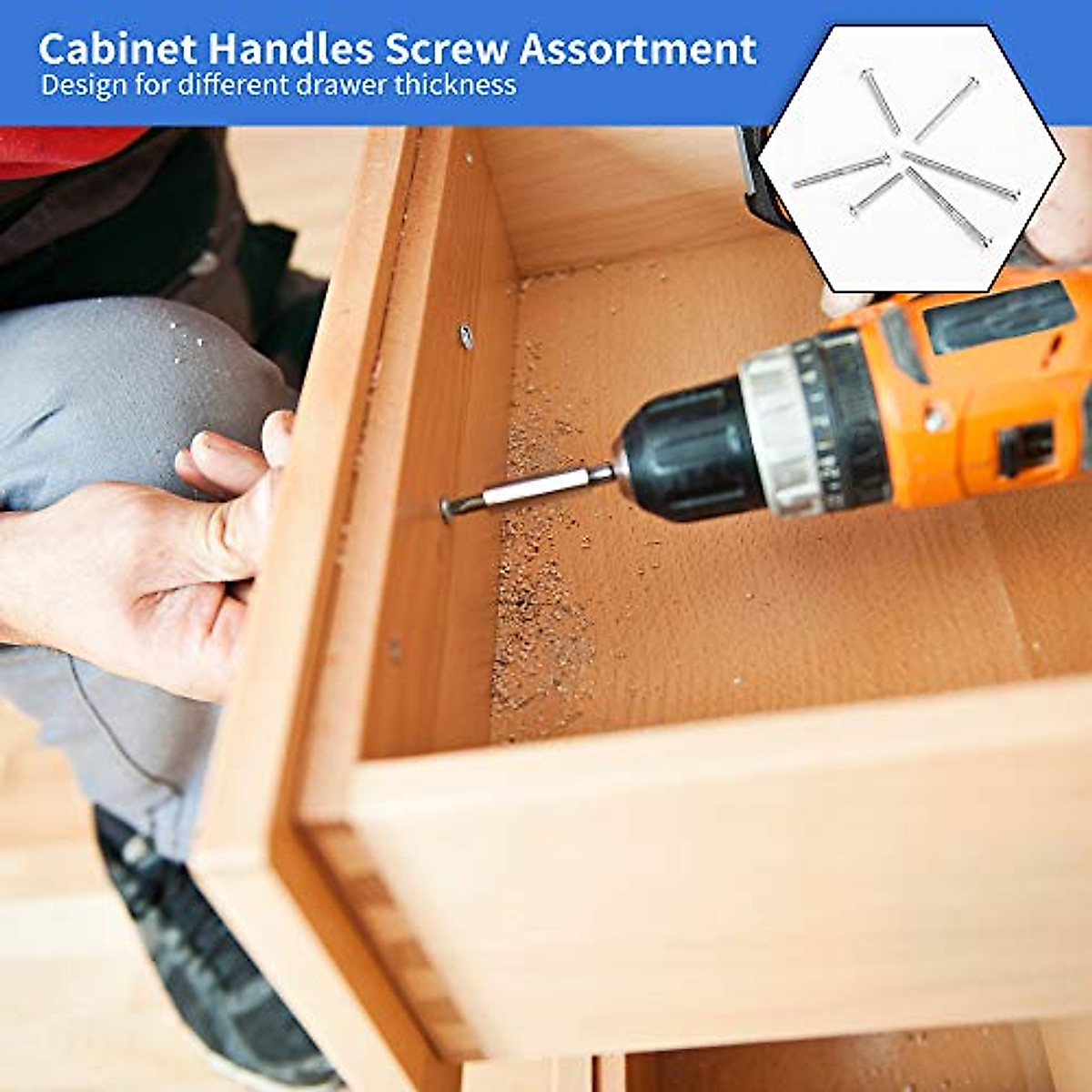 WELLOCKS Cabinet Pulls Knobs Screws M4 25-50mm 96 PCS Assortment Machine Screws Pan Washer Head Metal Phillips Screws Kit for Cabinet Drawer Cupboard Closet Handles Install(D150)