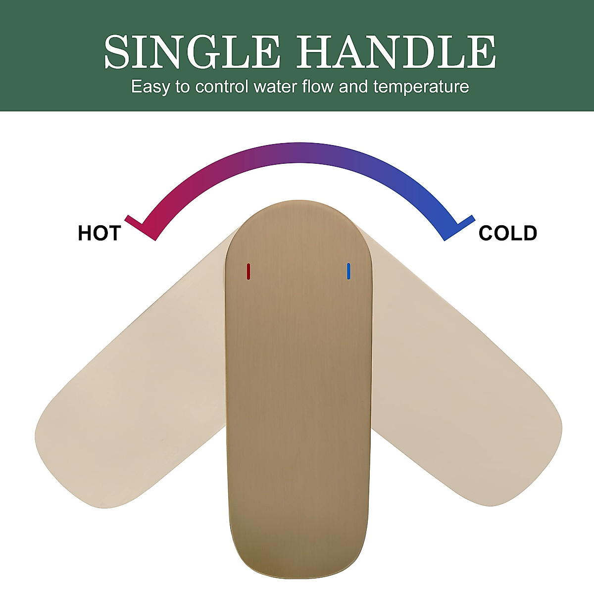 Gold Bathroom Faucets, Single Hole Bathroom Faucets Brushed Gold, Waterfall Faucet for Bathroom Sink Brass Bathroom Faucet with Pop Up Drain RV Faucet YardMonet