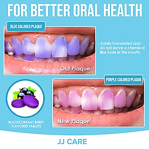 JJ Care Disclosing Tablets - 120 Count of Teeth Coloring Plaque Disclosing Tablets, Berry Flavored Dental Disclosing Tablets for Kids and Adults, Individually Wrapped Plaque Tablets