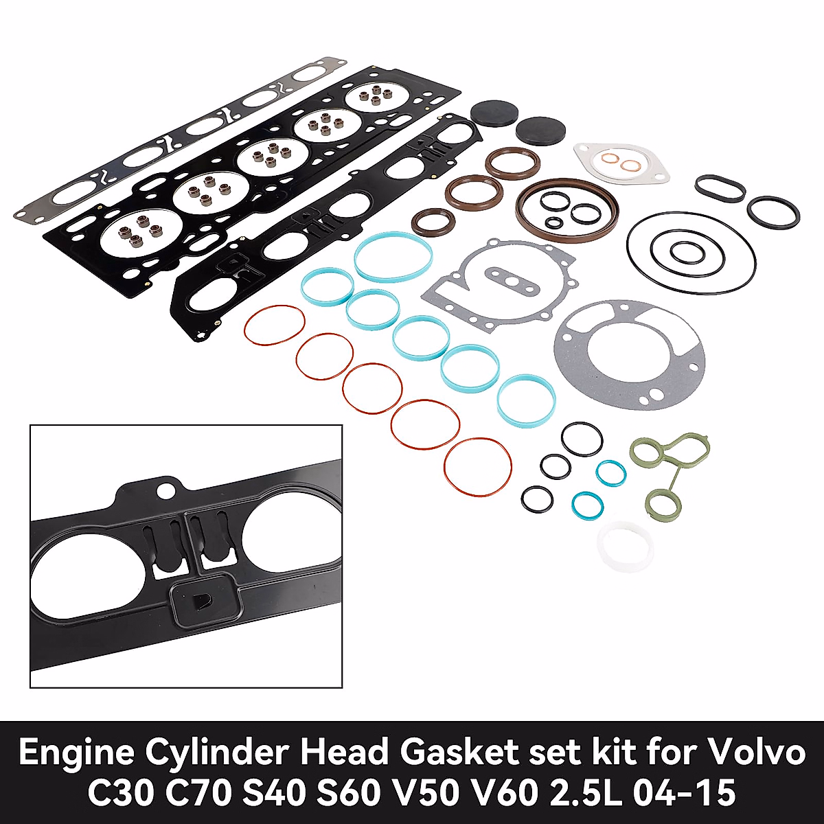 VIPIH Engine Cylinder Head Gasket set kit for Volvo C30 C70 S40 S60 V50 V60 2.5L 04-15