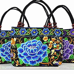 Embroidered Women Floral Handbags Embroidery Purse Vintage Hobo Tote Bag Ethnic Shoulder Bag