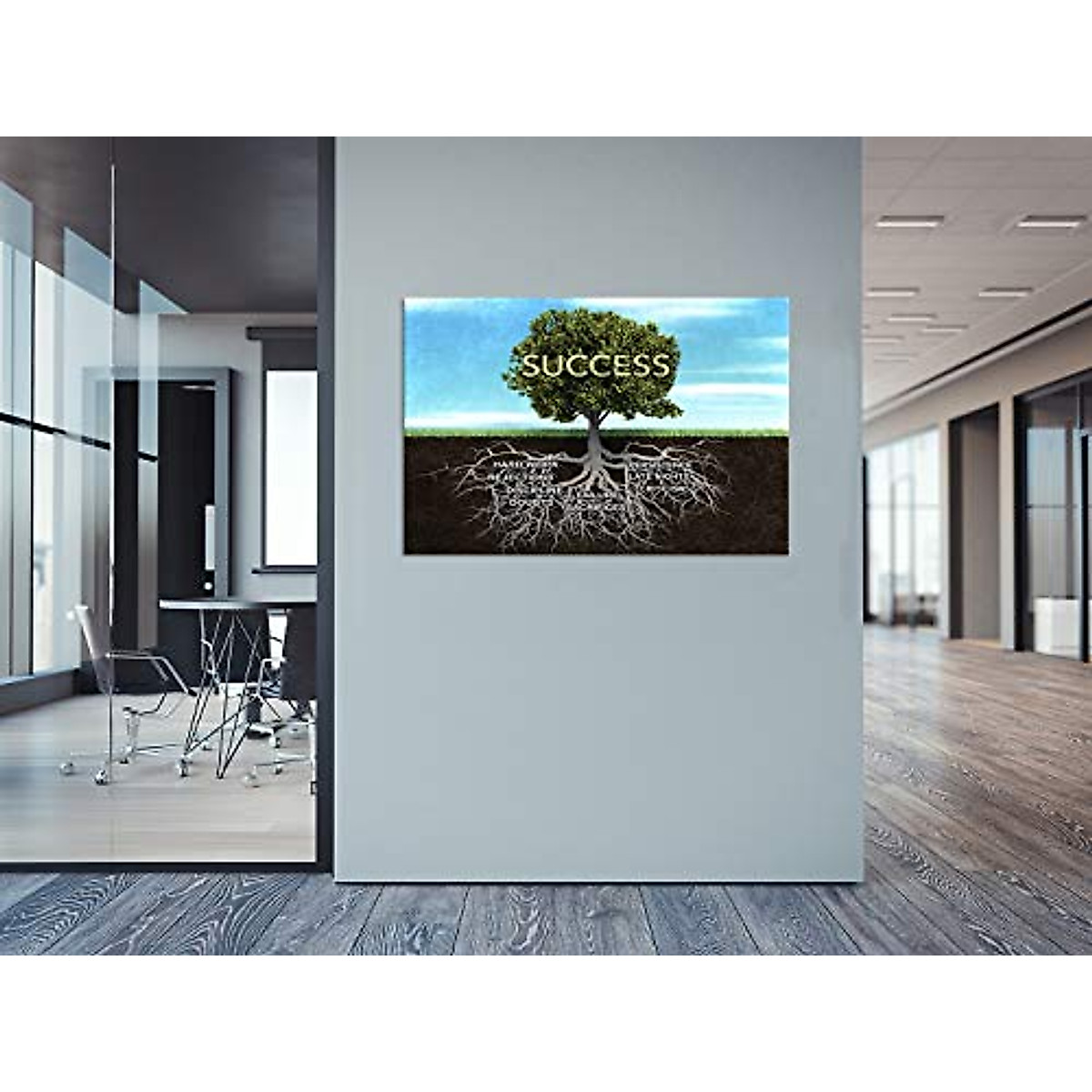 VIIVEI Success Tree Motivational Canvas Wall Art Inspiring Inspirational Entrepreneur Quotes Print Poster Painting Modern Success Quotes Wall Decoration for Home Office Classroom Framed Ready to Hang