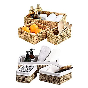 FairyHaus Wicker Baskets, Water Hyacinth Baskets 3pack & Seagrass Storage Baskets 3pack