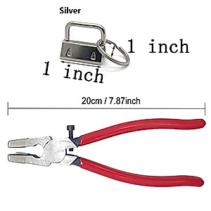51 Sets Key Fob Hardware with 1pcs Key Fob Pliers,Glass Running Pliers Tools with Jaws, Pliers Attach Rubber Tips Perfect for Key Fob Hardware Install, Silver