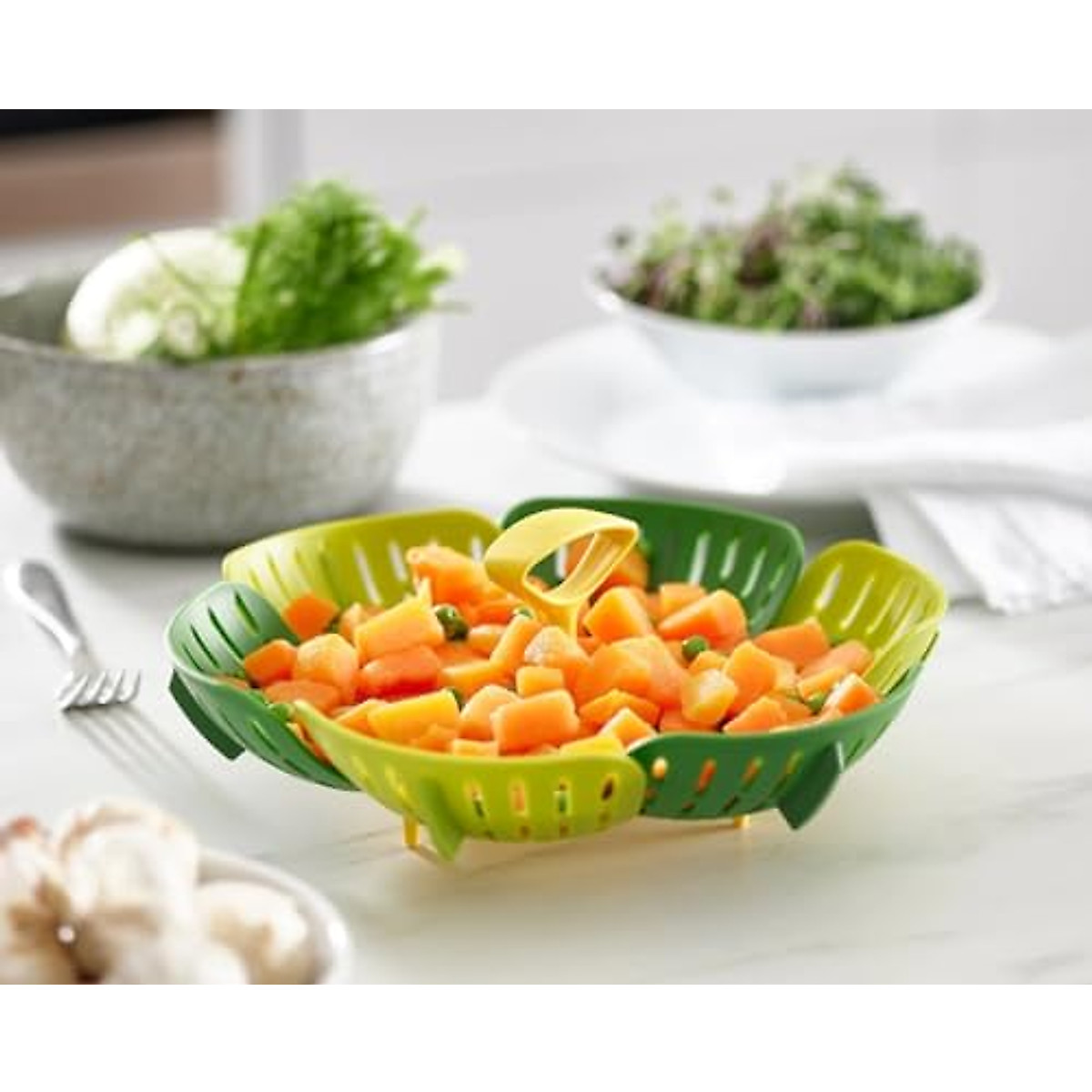Joseph Joseph Bloom Folding Steamer Basket for Vegetables, Green