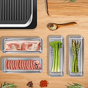 Bacon Container for Refrigerator,Bacon Holder for Refrigerator,Deli Container with Lid,304 Stainless Steel Bacon Storage Container ,Food Storage Container,Bacon Keeper with Airtight Silicone Sealed.