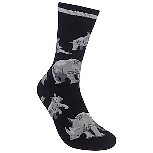 FUNATIC White Rhino Socks for Men Women | Cool Wildlife Gift with Rhinoceros Theme | Zoo Accessory Attire | Holiday Birthday Apparel Present for Adventure Animal Lovers | Safari Related Accessories