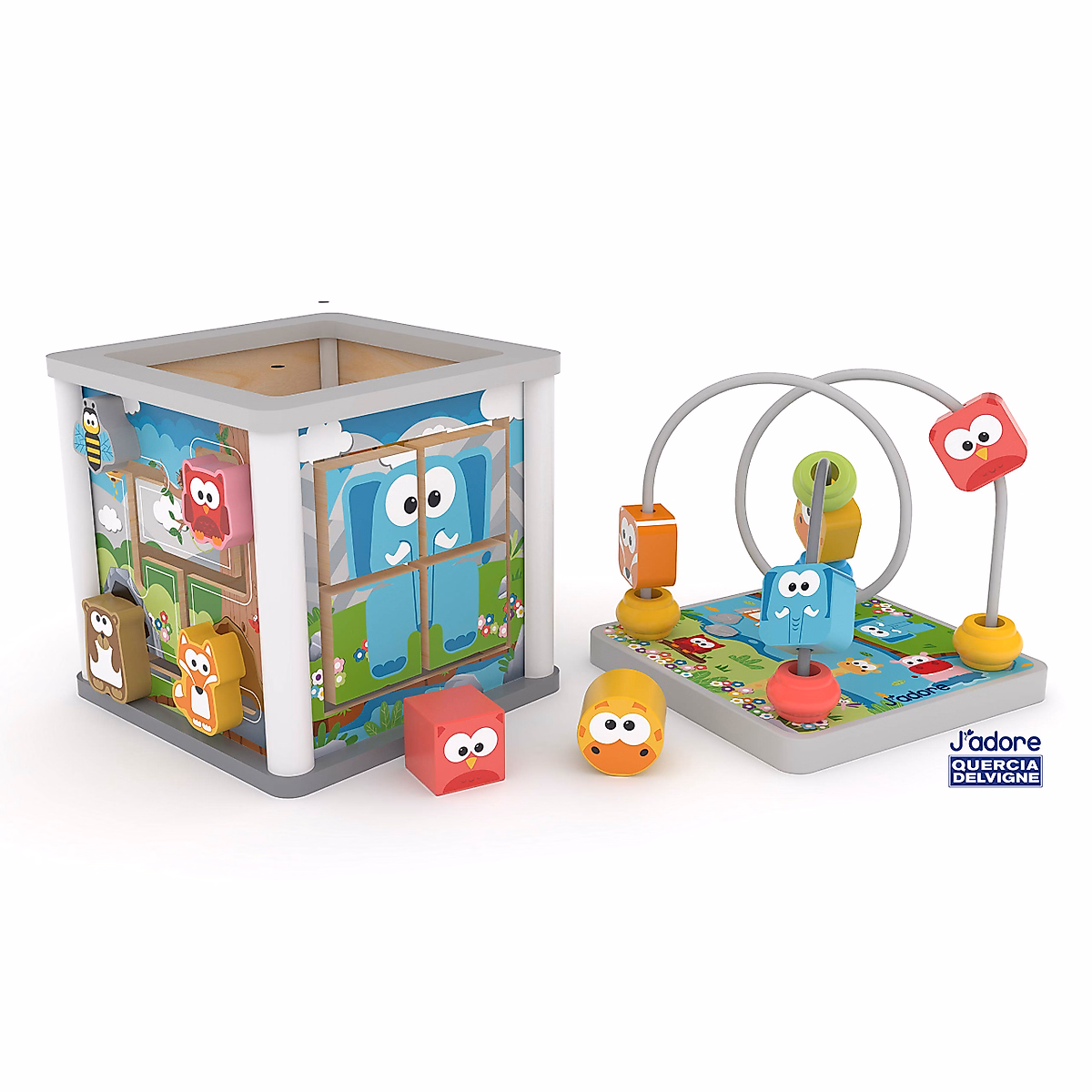 J'adore Wooden Zoo Animal Mini 5-in-1 Activity Cube Center