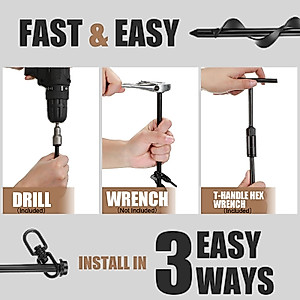 Reginary 24 Pcs 12 Inch Ground Anchors Screw in Tent Stakes Heavy Duty Trampoline Anchors High Wind for Camping Canopy Carport Sheds Beach Sand Stakes Metal Swing Set (Black)