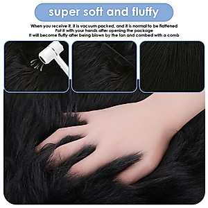 Sibba Fur Faux Locker Fabric Rug Polyester Yard Pre Cut Artificial Craft Costume Double Side Square Crafting Strips Liners Set Plush Precut Fluffy Cloth Photography Cosplay Outdoor(Black,30 cm)