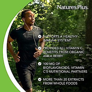 NaturesPlus Source of Life Garden Certified Organic Vitamin C - 500 mg, 60 Vegan Capsules - Whole Food Immune Support Supplement, Antioxidant - Vegetarian, Gluten-Free - 30 Servings
