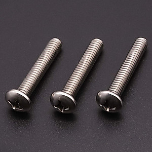 1/4-20 x 2-1/2" inch (25 pcs) Phillips Pan Head Machine Screw Bolt, 304 Stainless Steel 18-8 Rounded Head Screws, UNC Full Thread, Bright Finish
