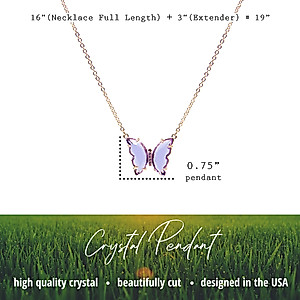 NTLX Butterfly Necklace – Bohemian Boho Butterfly Necklaces for Women – Beautiful Colors – Delicate Open Back Setting - Gift Box Included (Lt Amethyst Purple)