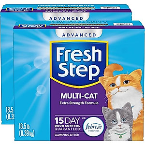 Fresh Step Advanced Multi Cat Clumping Litter with Febreze Freshness, Fresh Step Clumping Cat Litter Extra Strength Formula, 37 lbs. (2 x 18.5 lb. Box)