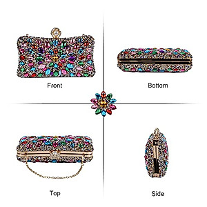 SUKUTU Women Rhinestone Evening Bag MultiColored Dazzling Crystal Clutch Bag Party Bridal Wedding Cocktail Handbag