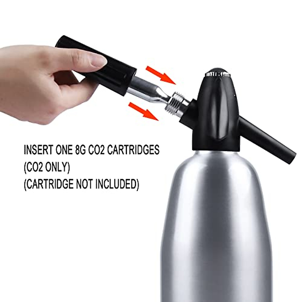 KOUPOURA Soda Siphon, Upgraded 1L Soda Water Siphon Portable Soda Maker Seltzer Water Maker Seltzer Siphon Bottle Kit for Home Bar Club Making Soda Water DIY Soda Drinks (Silver)