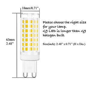 SumVibe G9 LED Bulb, 6W G9 LED Bulb Dimmable, G9 Halogen Bulb 60 Watt Equivalent, Daylight White 6000K G9 Bulb 550 Lumen,12-Pack