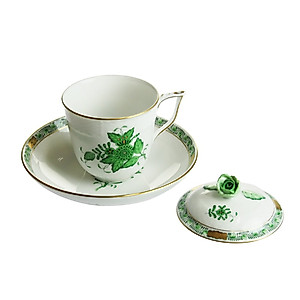 Herend AV Apony Green Herbal Tea Cup Saucer 705-0-09 [Parallel Import]