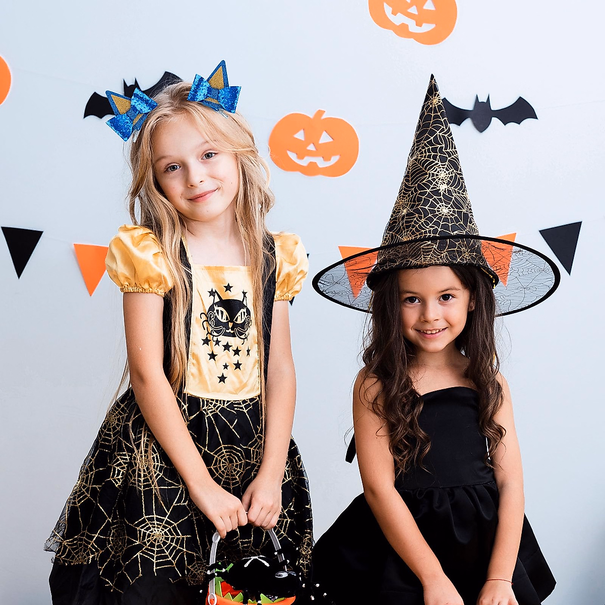 2 Pairs Blue Ears Hair Clips Dog Ears Hair Clips Glitter Bow Barrettes for Halloween Costume Birthday Decorations Blue Party Supplies