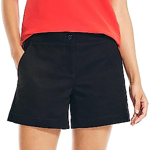 Nautica Womens Mid-Rise Cotton Shorts, Summer 5 Black
