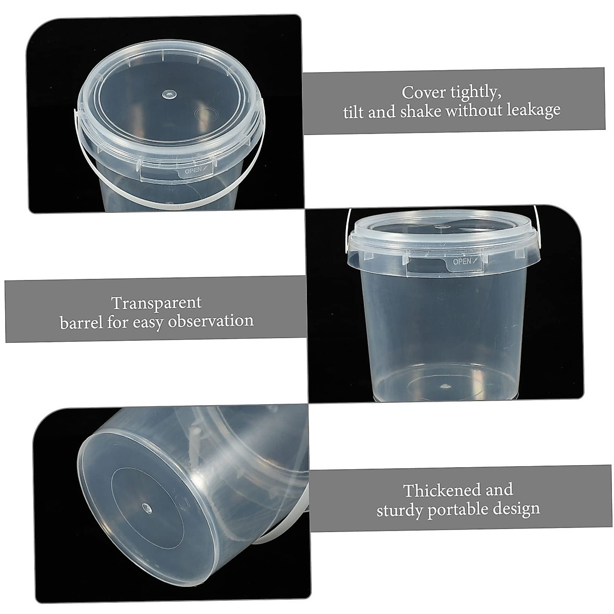 Cabilock Storage Bucket 10pcs Transparent Small Barrel Large Ice Cream Cup Containers with Ice Cream Freezer Ice Cream Tub Clear Plastic Candy Treat Buckets Meat Egg Basket Washing Pp