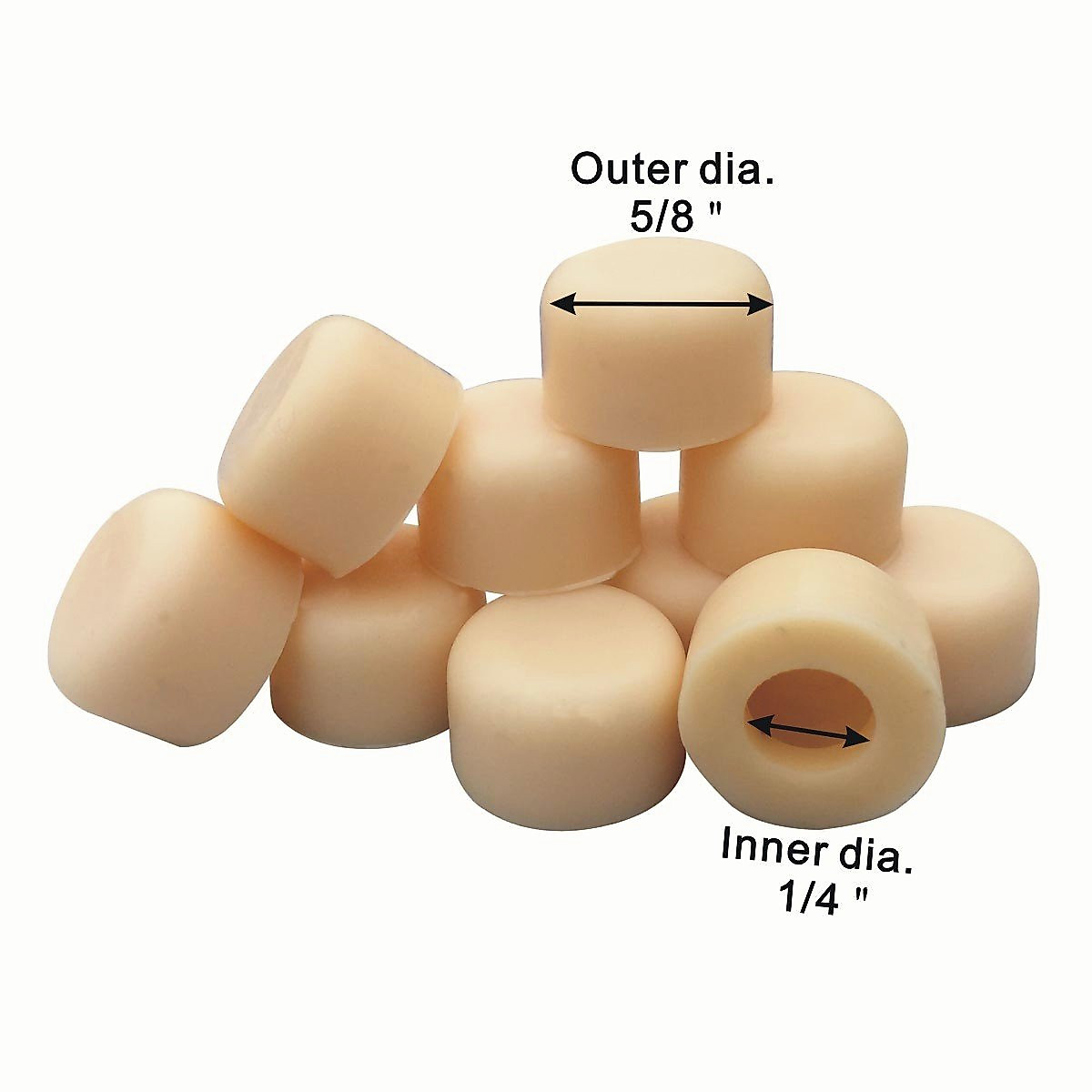 Renovators Supply Door Stoppers Almond Premium Silicone Stopper Tips 1/4" Inner Diameter Door Stopper Bumper Caps 10 Replacement Tip Ends for Absorbing Shock Wall and Floor Protector Pack of 2