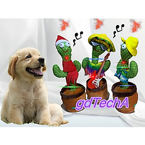 gdTechA Dancing Cactus Toy, TikTok Singing Toy, Lighted Toy, Electronic Repeating Voice for Kids, Cactus Plant Plush, Pets Wriggle Toy, Holiday Mimicking Toy for Kids (Hawaii Style)