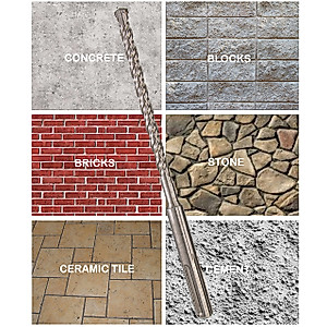 SDS Plus Rotary Hammer Drill Bit 1/4 in. x 6 in. Masonry Concrete Rock Drill-5Pcs