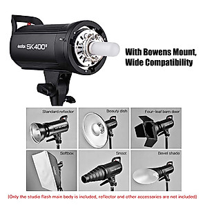 GODOX SK400II Studio Flash Strobe Light Built-in Godox 2.4G Wireless X System GN65 5600K with 150W Modeling Lamp for E-Commerce Product Portrait Lifestyle Photography+ Godox Barn Door Barndoor Kit