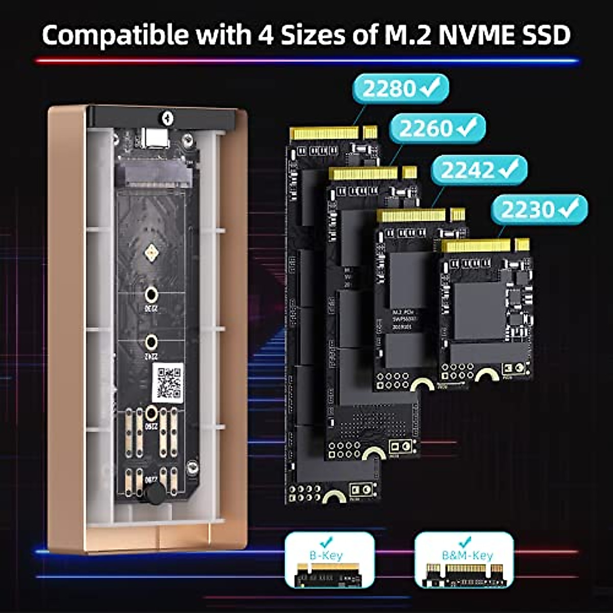 RGB M.2 NVME SSD Enclosure for Gaming, SANZANG USB 3.1 Gen 2(10 Gbps ...