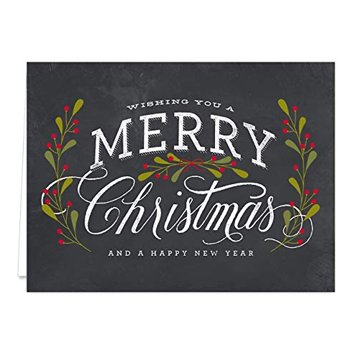 Celebrate the Season Chalkboard Christmas Card Assortment Pack / 25 Greeting Cards Set / 5 Holiday Designs Versed Inside With White Envelopes