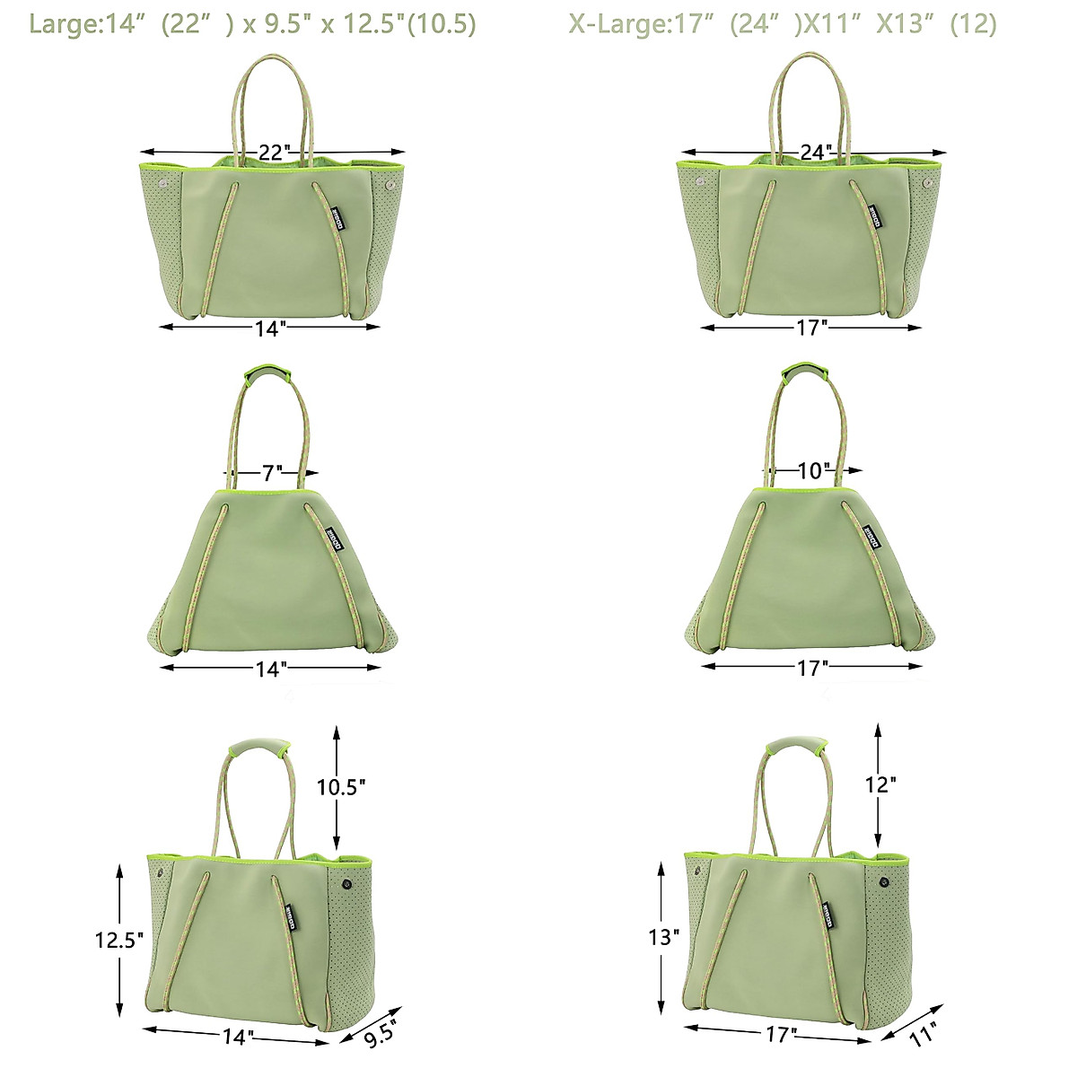 QOGiR Neoprene Multipurpose Beach Bag Tote with Inner Zipper Pocket … … …