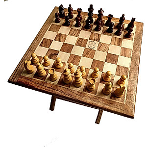 Ark Wood Art international Wooden Handmade Magnetic Chess Table Rosewood Wood | Chess Set with Folding Game Board | Home, Office, Travelling and Gift Uses|100% Quality.
