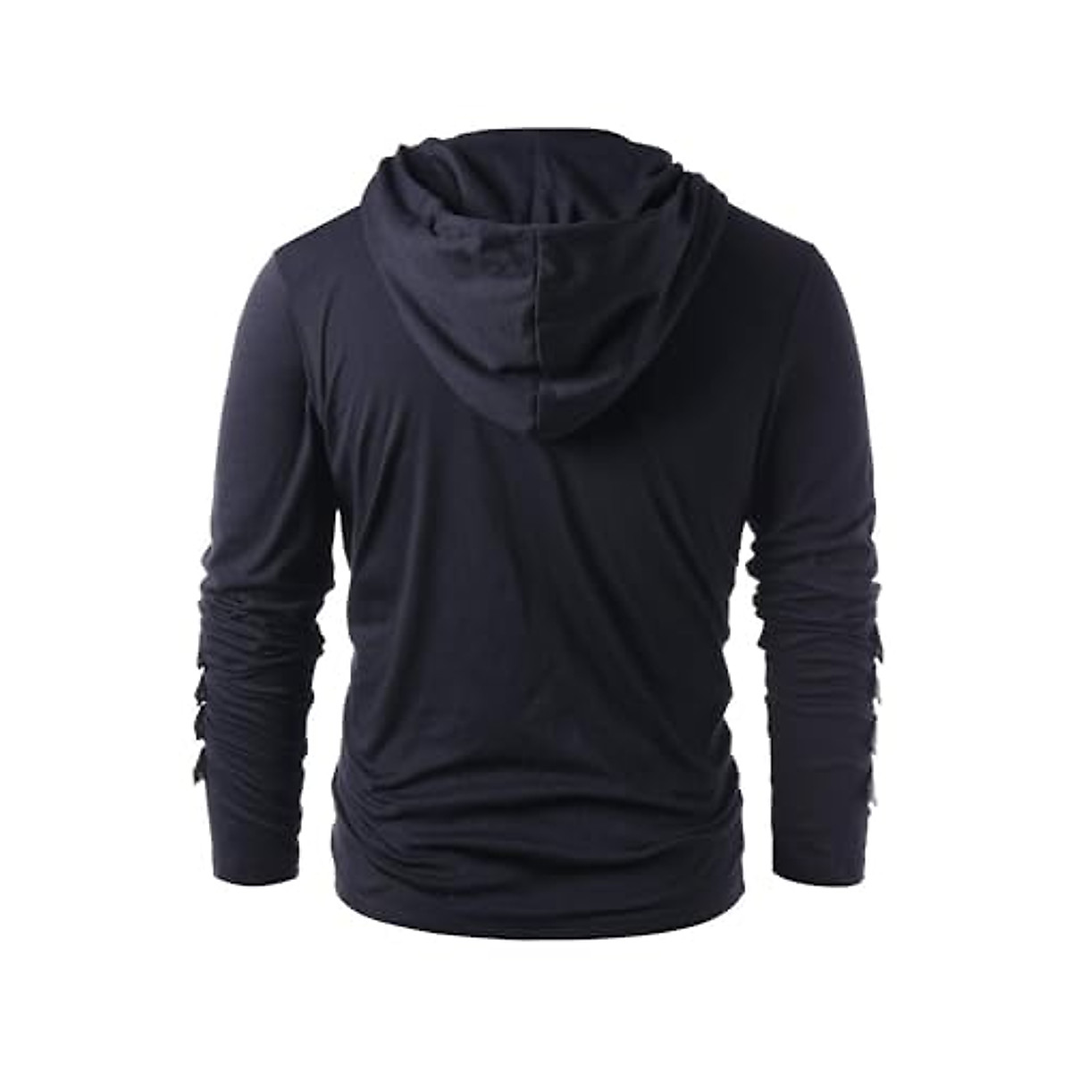 Iivos Men's Knight Drawstring Lace Up Pullover Hoodie Steampunk Long Sleeve Hooded Sweatshirt Black