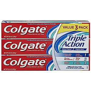 Colgate Triple Action Toothpaste, Mint - 8.0 Ounce (3 Pack)