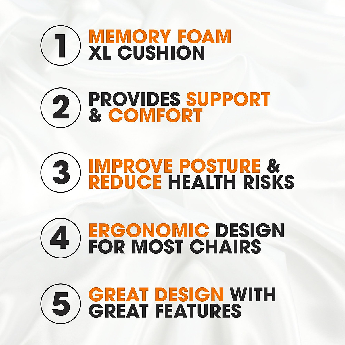 Cheer Collection Extra Large Seat Cushion | Memory Foam Comfort Pad for Prolonged Sitting with Removable Washable Cover