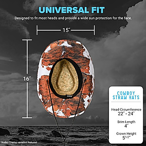 New Handwoven Premium Straw Cowboy Hat for UV Sun Protection | Adjustable Drawstring, Universal Size | Ideal for Beach, Fishing, Outdoor Camping Activities (American Flag)