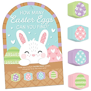 Big Dot of Happiness Spring Easter Bunny - Happy Easter Party Scavenger Hunt - 1 Stand and 48 Game Pieces - Hide and Find Game