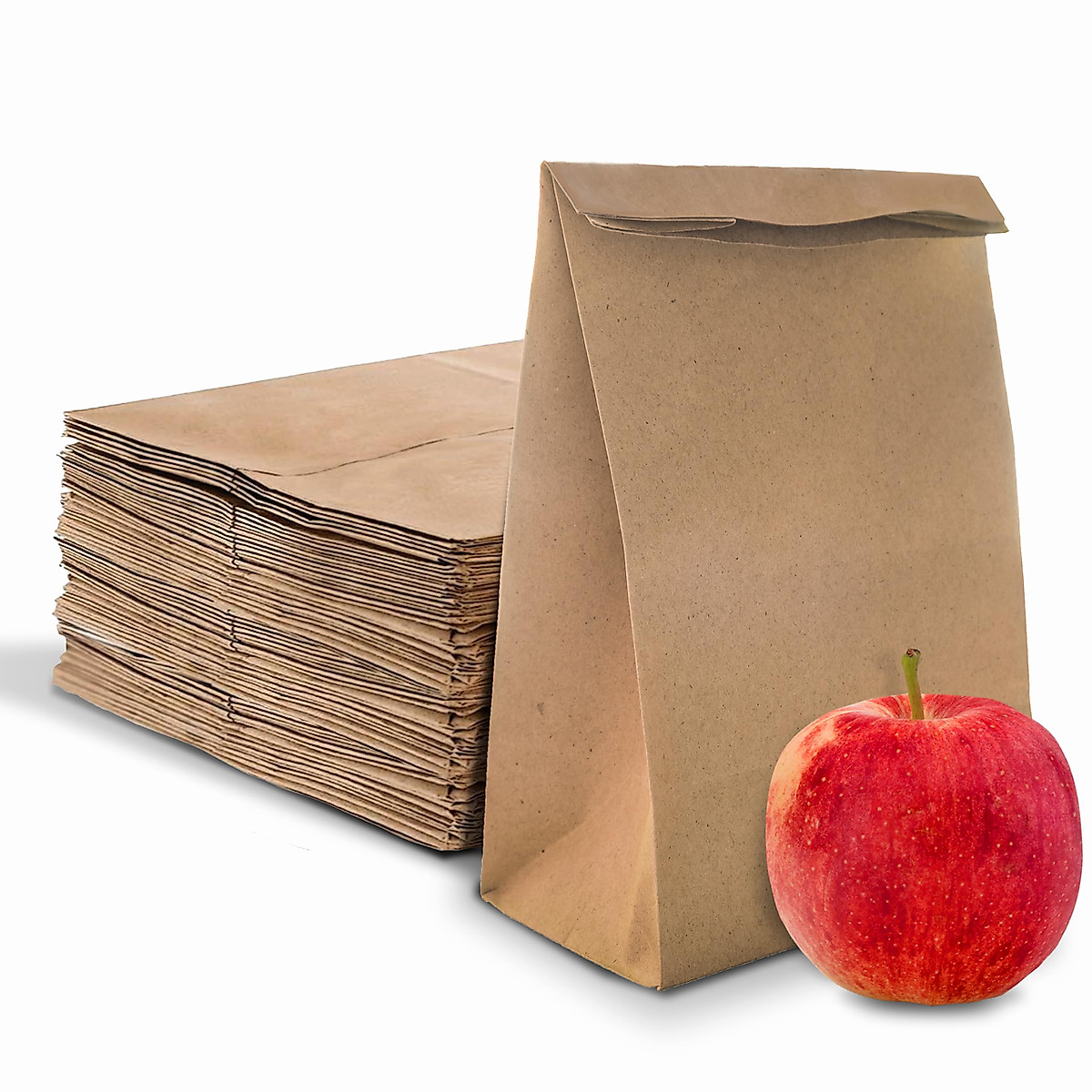Stock Your Home 4 Lb Kraft Brown Paper Lunch Bags (100 Count) - Bulk Disposable Lunch Sacks, Small Size Blank Bag for Kids, Good for a Snack, Sandwich, Grocery Food, and Arts & Crafts Projects