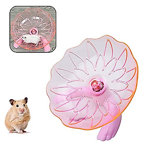 WishLotus Hamster Flying Saucer, Hamster Running Wheel Transparent Plastic Exercise Running Spinner Sports Wheel for Small Pet Like Hamster, Guinea Pig, Gerbils, Chinchillas (Pink)
